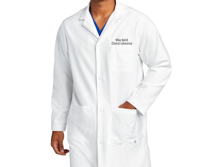 Men's Embroidered White Lab Coat - Men's Long Lab Coat - Etsy