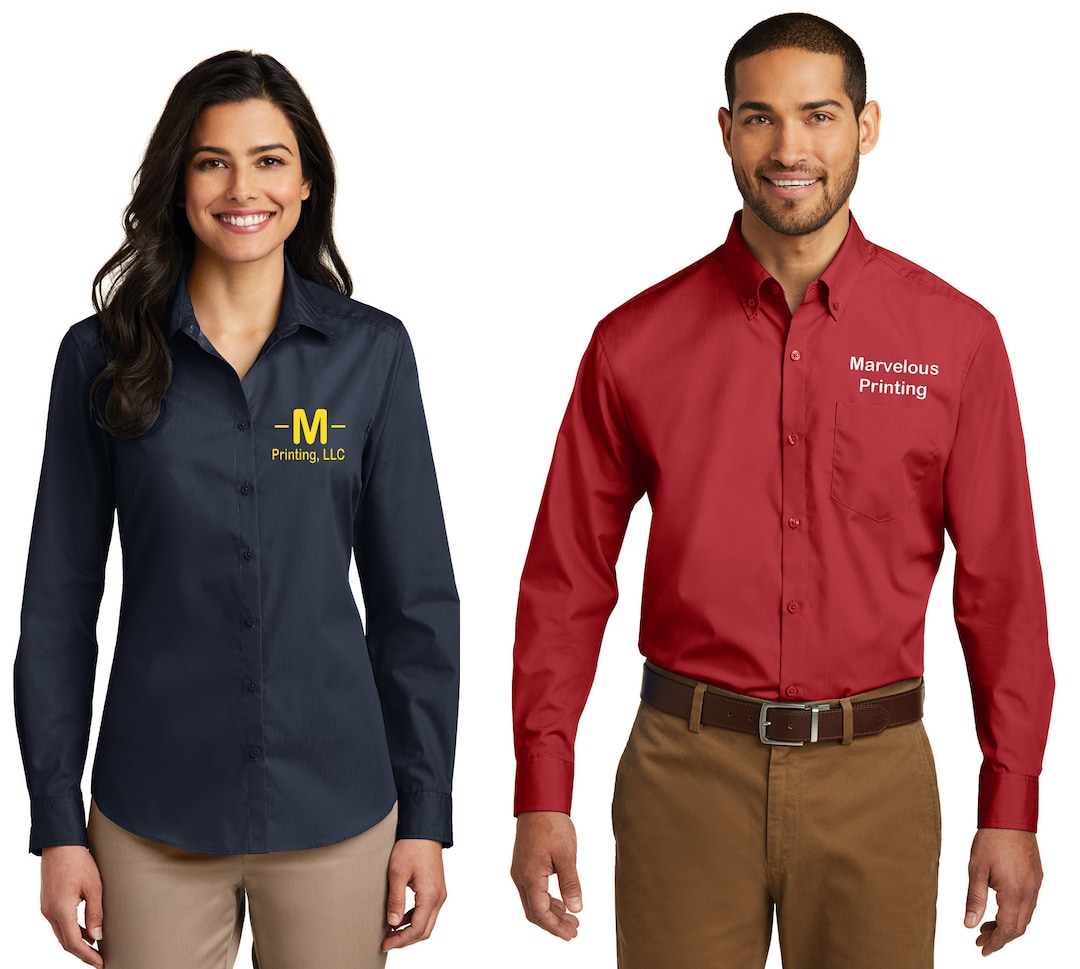 Embroidered Port Authority® Long Sleeve Carefree Poplin Shirt - Etsy