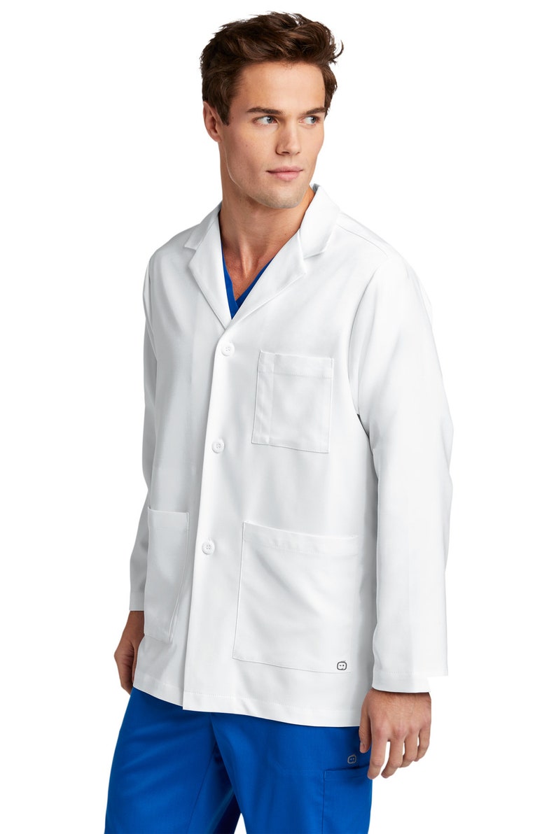 Mens Short Embroidered White Lab Coat Wonderwink Lab Coat - Etsy
