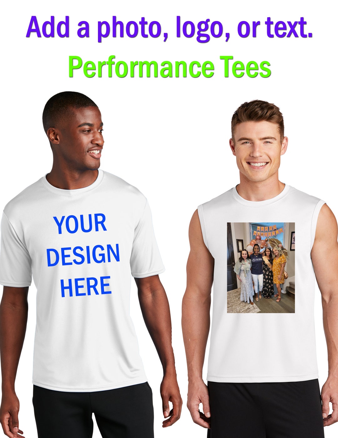 Personalized T-shirts Add Photo, Logo, or Text - Performance Tees - Etsy