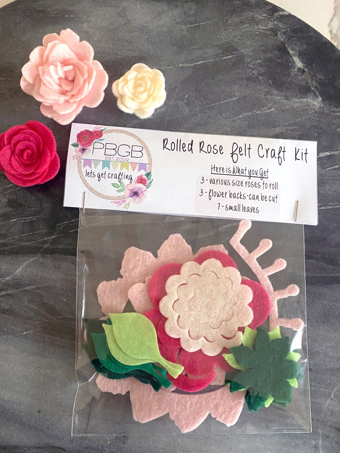 Rolled Rose Felt Craft Kit/beginner/small Kit/leaves/instructions/fun ...