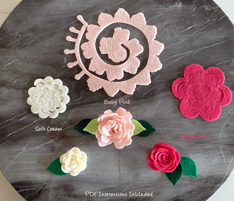 Rolled Rose Felt Craft Kit/beginner/small Kit/leaves/instructions/fun ...