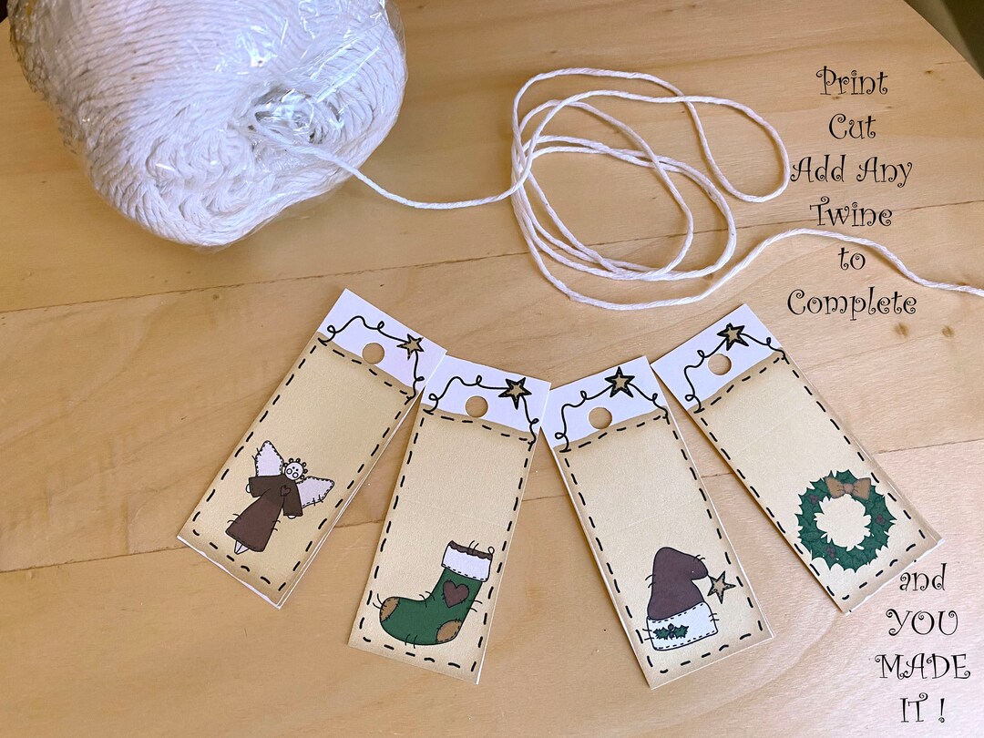 Primitive Gift Tags/diy Holiday Tags/digital Gift Tags/print Your Own ...