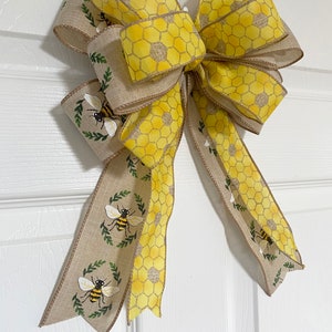 Bumble Bee Bow/honeycomb Bow/home Decor Bows/wreath Bow/door Bow/accent ...