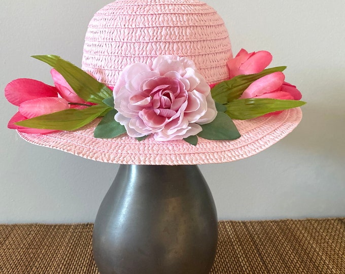 Spring Hat/easter Hat/church Hat/pink/tulips/girls Hat/tea Hat - Etsy
