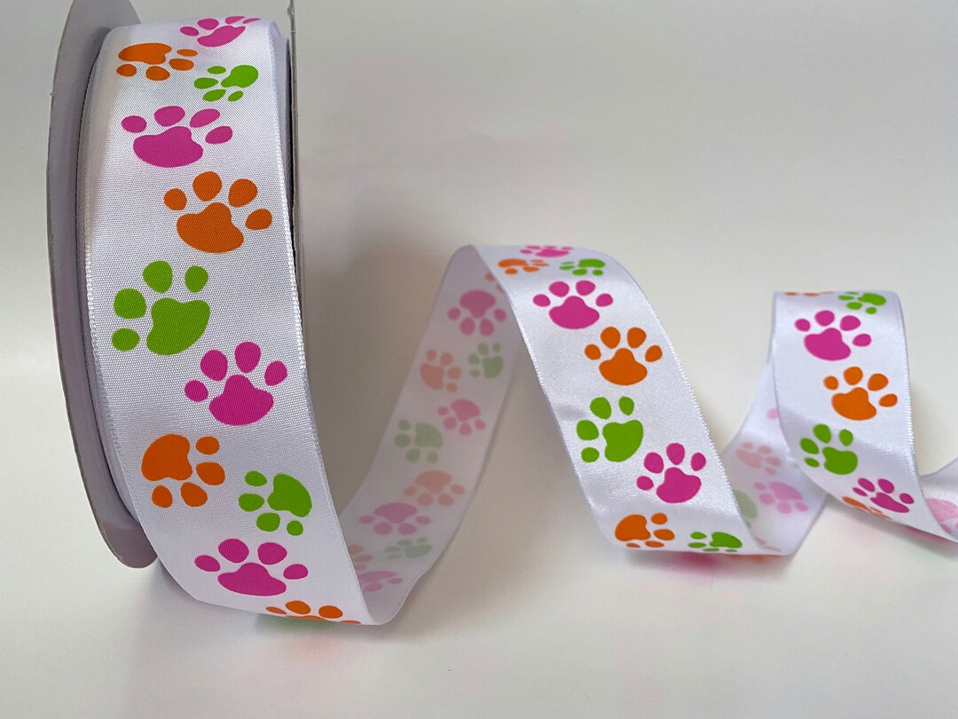 Paw Print Ribbon/animal Lover/diy/craft Ribbon/spring/bright Colors - Etsy