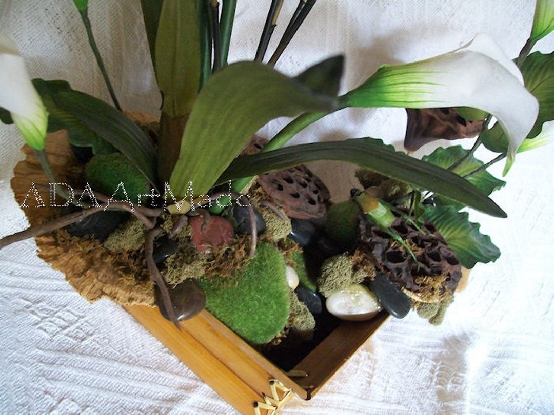 Contemporary ZEN Centerpiece Calla Lily Flowers-designer Silk Dry ...