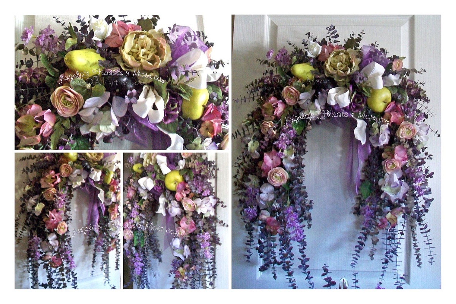 Victoria Arch Wreath Swag Wedding or Home Wall Decor Vintage Feel Plums ...