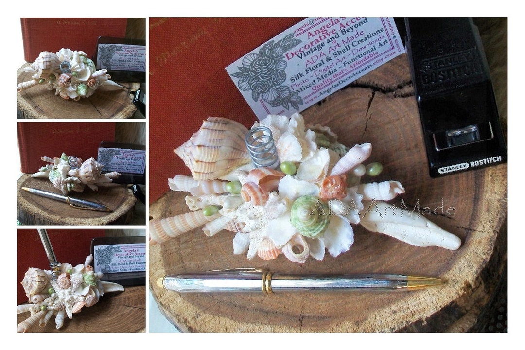 Seashell Pen Holder + Paper Weight Natural for Home Office Desktop for ...