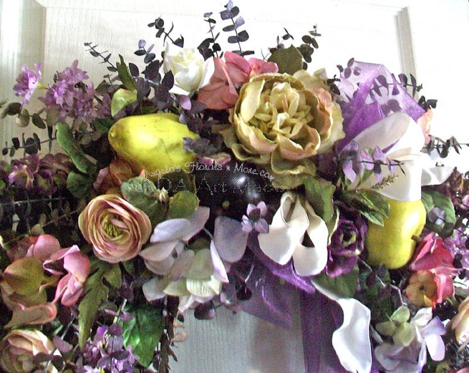 Victoria Arch Wreath Swag Wedding or Home Wall Decor Vintage Feel Plums ...