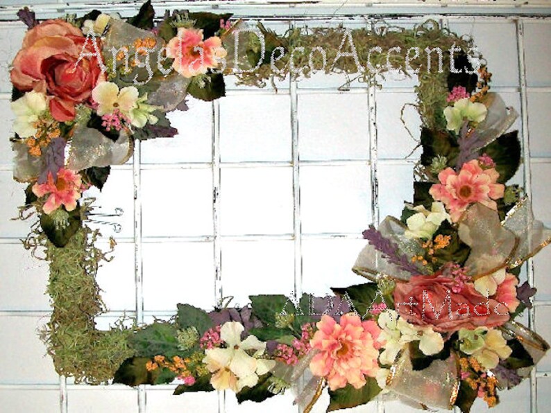 Victorian Rectangular Wreath 89 USD Cottage Chic Custom Made - Etsy