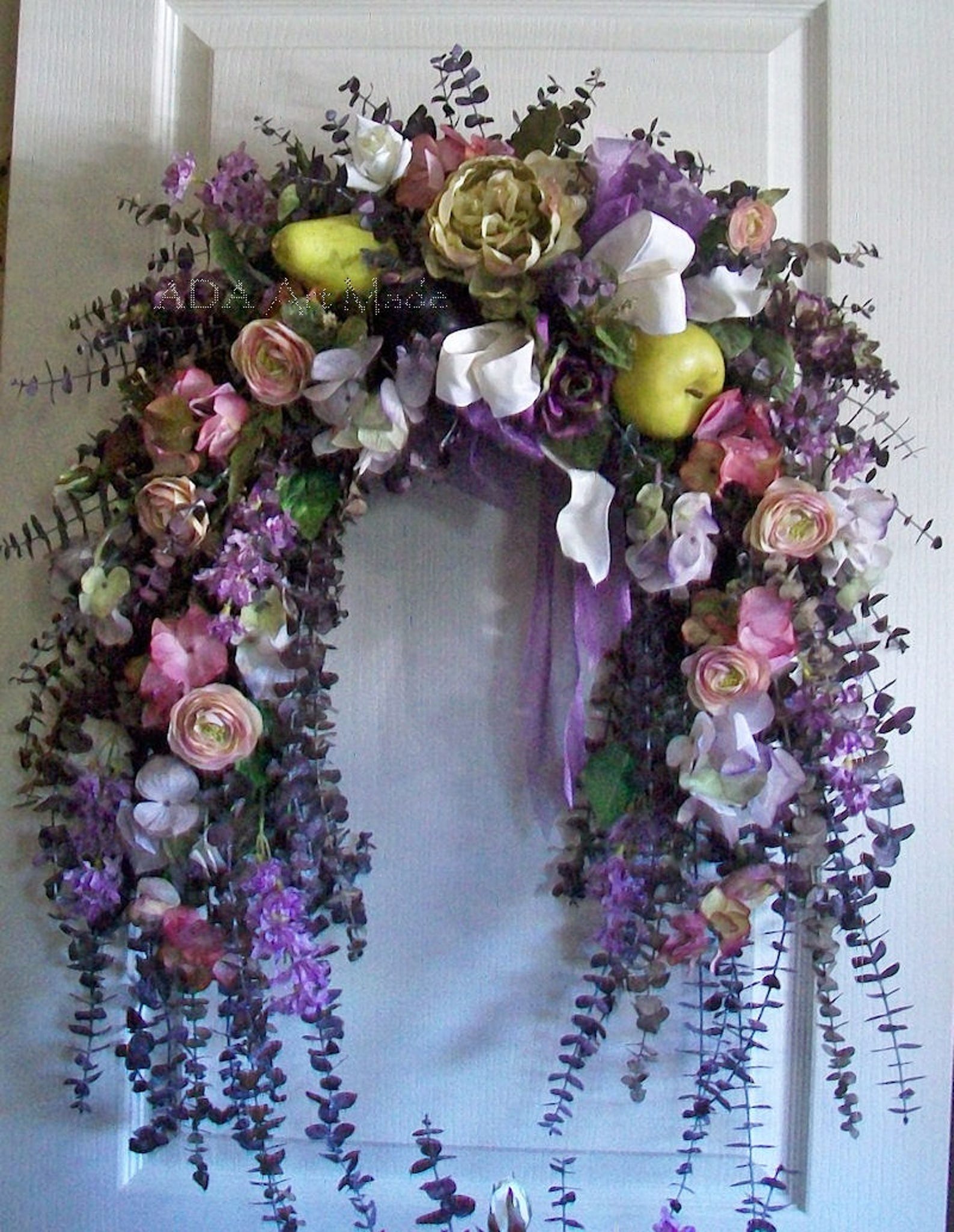 Victoria Arch Wreath Swag Wedding or Home Wall Decor Vintage Feel Plums ...