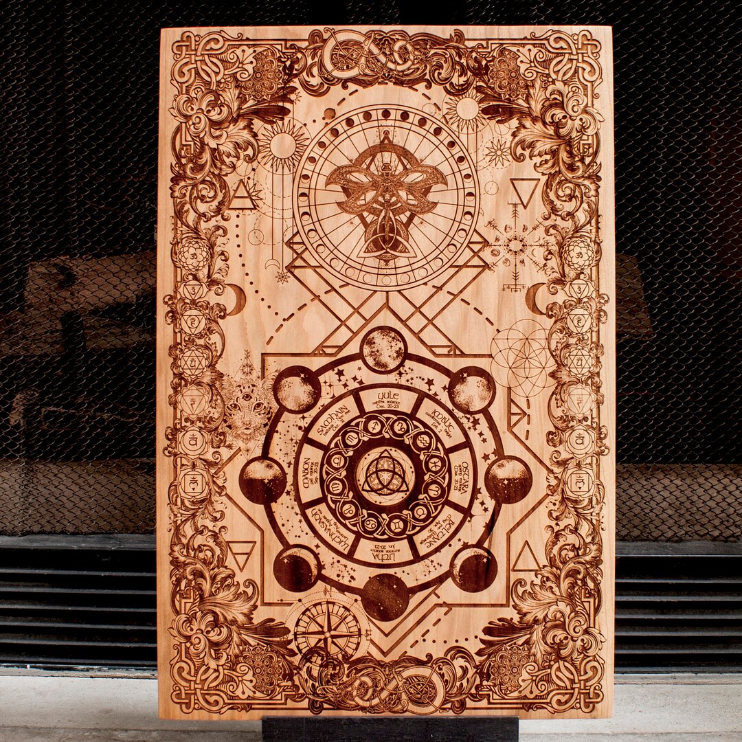 Laser Engraved Wheel of the Year - Etsy