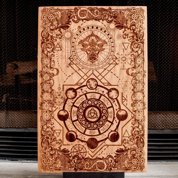 Laser Engraved Wheel of the Year | Etsy