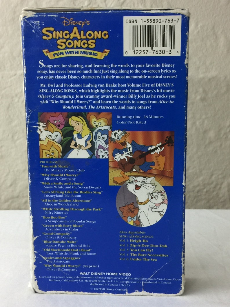 Disney Fun With Music Volume Five Sing Along Songs VHS Tape | Etsy
