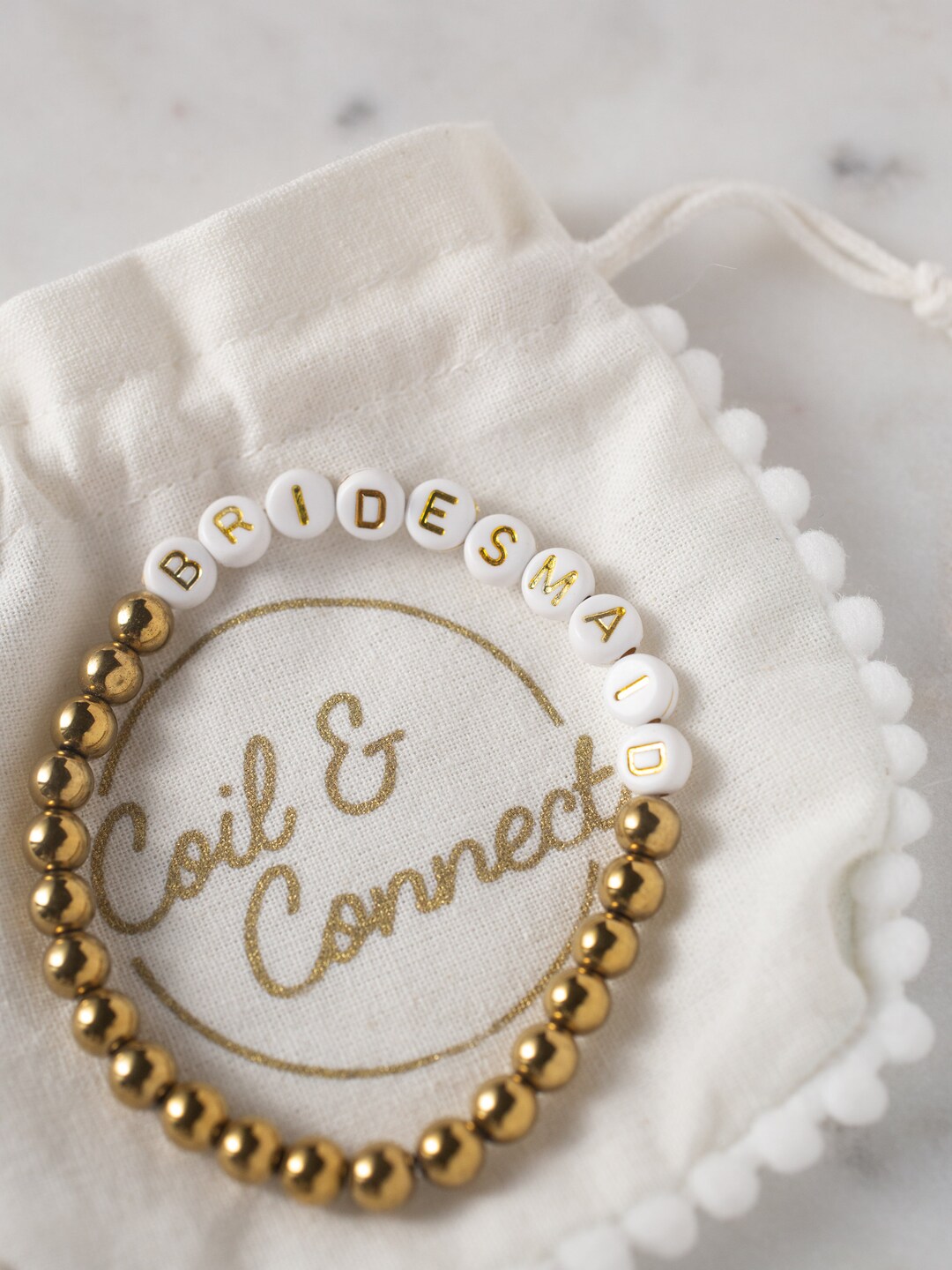 CUSTOM Bridesmaid Gemstone Bracelet With Gold Lettering | Bachelorette ...
