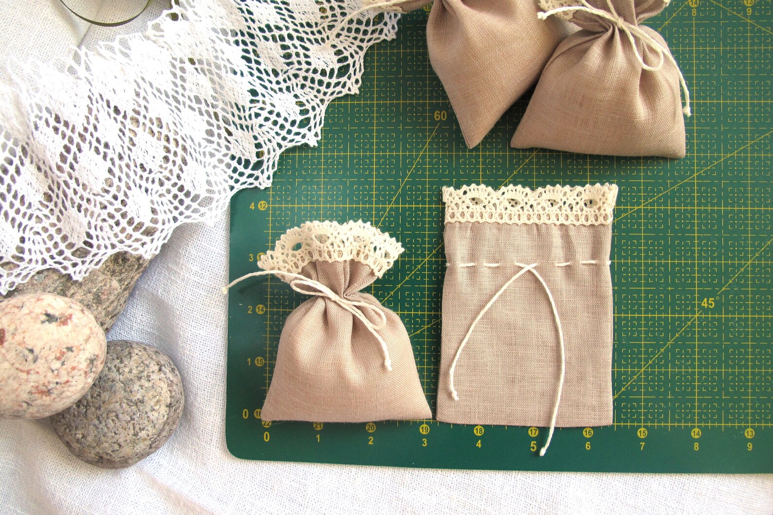 10 Pcs 3x4 Inch Lace Edged Small Linen Bags Sachets Gift Bags | Etsy