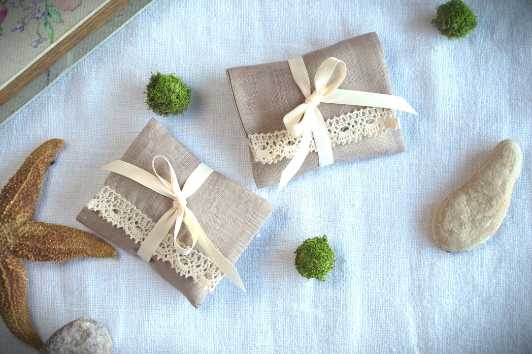 10 Pcs Foldable Linen Bags for Sachets With Lace, Almond Bags, Lavender ...