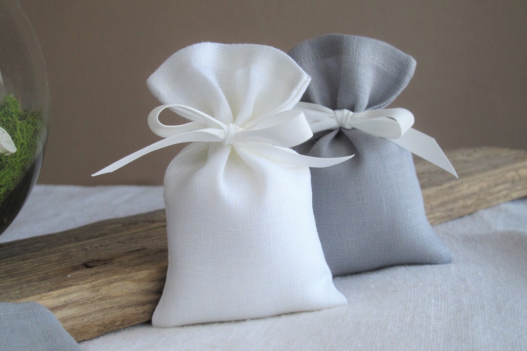 10 Pcs/set Linen Bags Sachets 3x5'' With White Ribbons, Gift Bags for ...