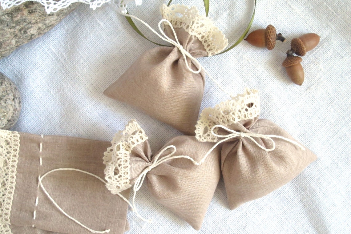 10 Pcs 3x4 Inch Lace Edged Small Linen Bags Sachets Gift Bags - Etsy
