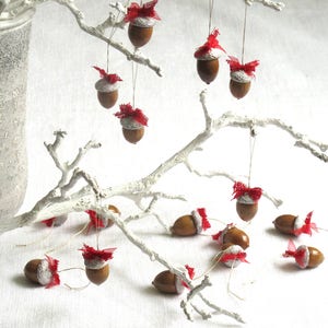 Acorn Ornaments Real Lacquered Snowy Acorns Christmas Tree Ornament ...
