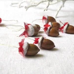 Acorn Ornaments Real Lacquered Snowy Acorns Christmas Tree Ornament ...