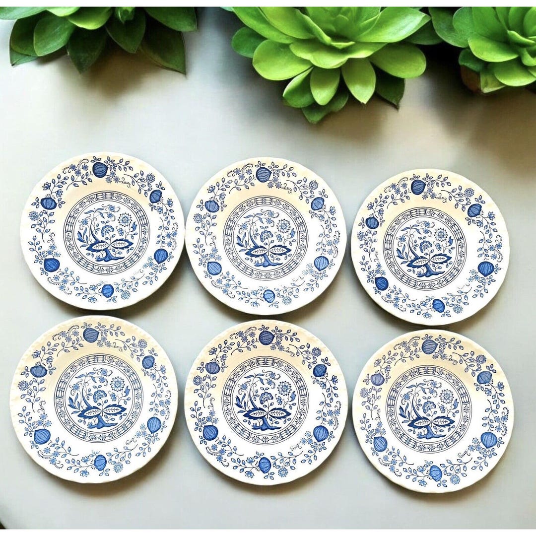 Enoch Wedgwood Blue Heritage 6 Inch Plates Set of 6 Side Bread Plates ...
