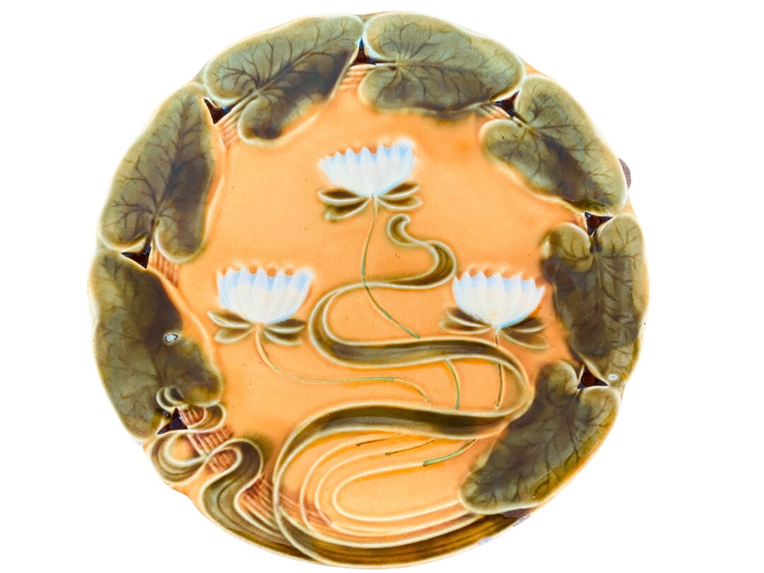 Majolica Water Lily Plate Germany Cottage Villeroy & Boch 1900's ...