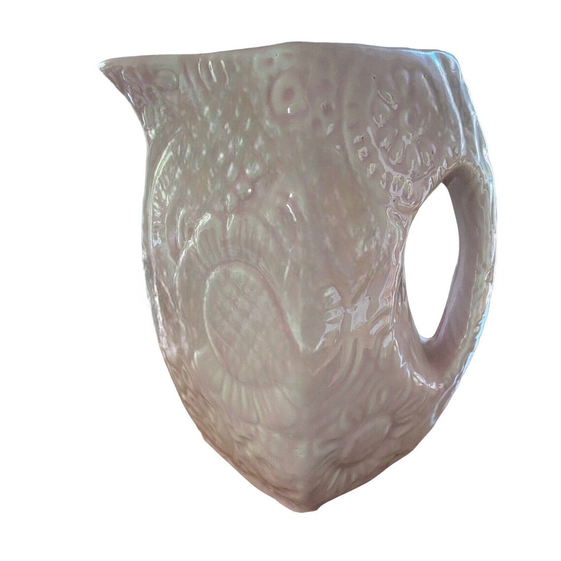 Pink Ceramic Pitcher Vintage Floral Design Artisan Water Pitcher Spring ...