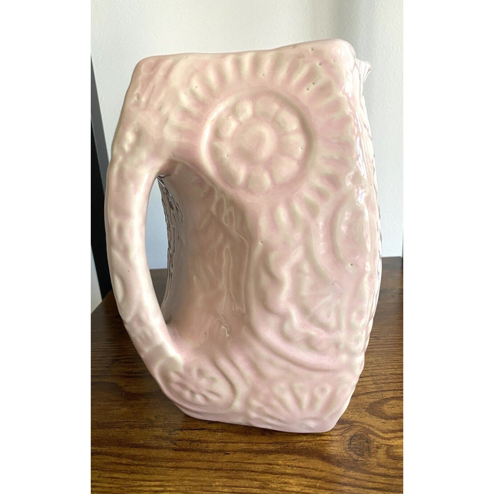 Pink Ceramic Pitcher Vintage Floral Design Artisan Water Pitcher Spring ...