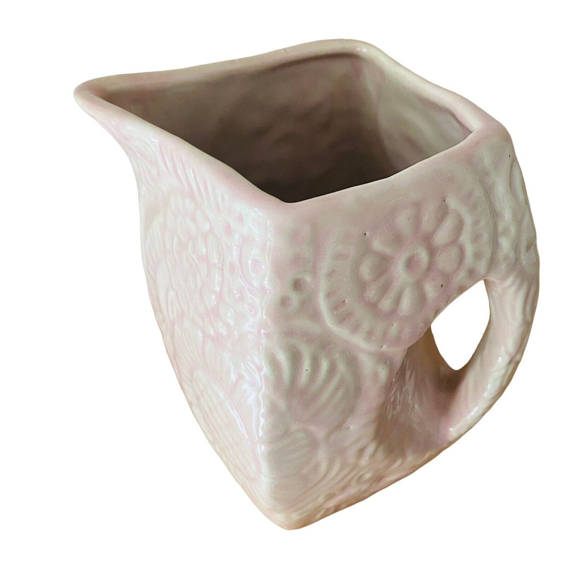 Pink Ceramic Pitcher Vintage Floral Design Artisan Water Pitcher Spring ...