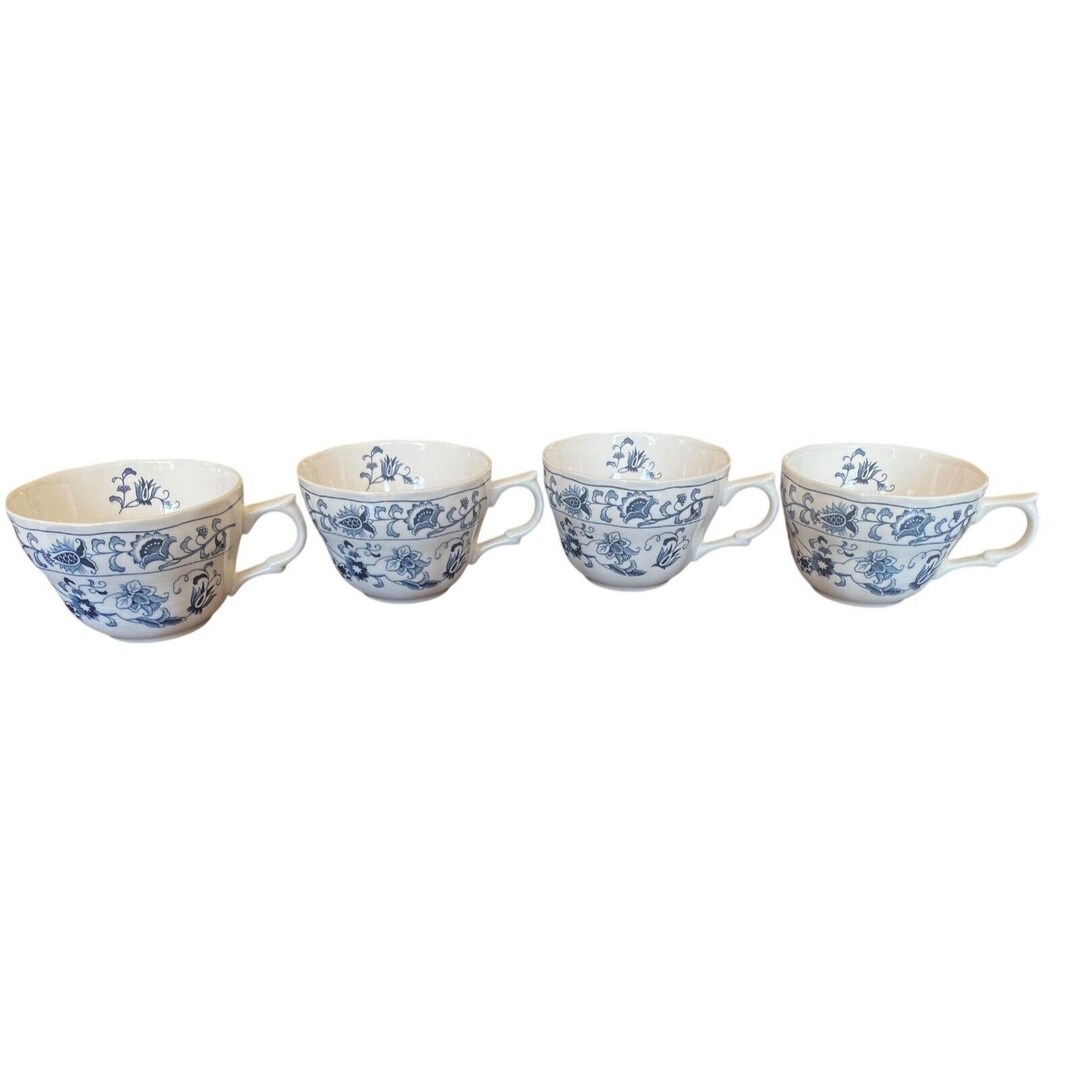 Nikko Blue and White Tea Coffee Cups Set of 4 Ming Tree Design No ...