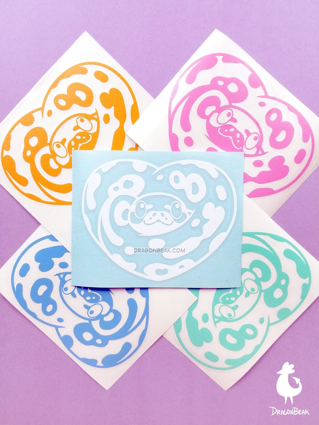 Ball Python Heart Vinyl Sticker Normal Outlined - Etsy