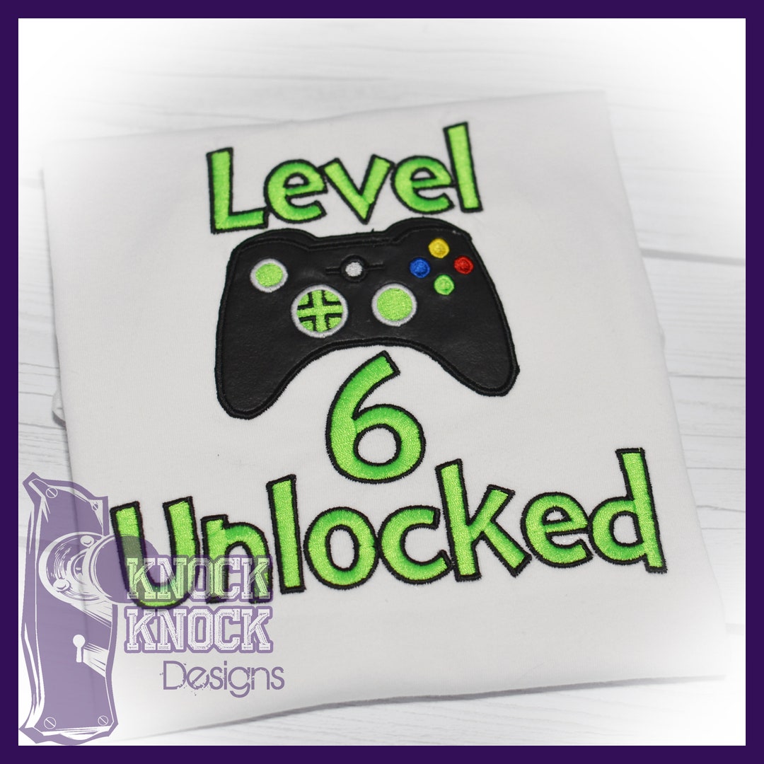 Level 6 Unlocked Boys Birthday Shirt Gamer Boy Appliqued Birthday Shirt ...