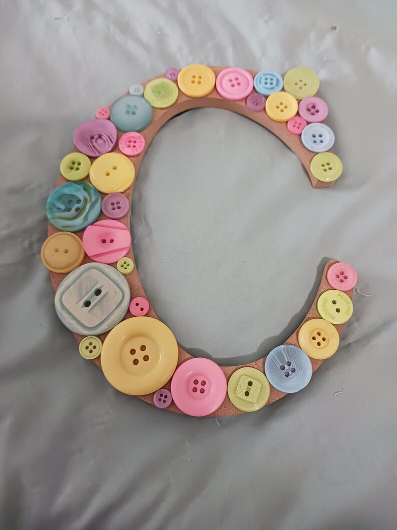 Button Embellished Wood Letter C Wall Hanging, New, Handmade - Etsy