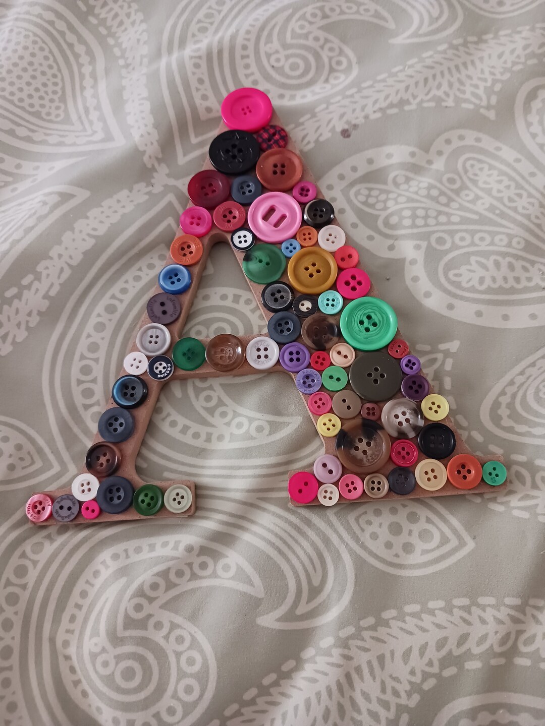 Button Embellished Wood Letter A, New,handmade - Etsy