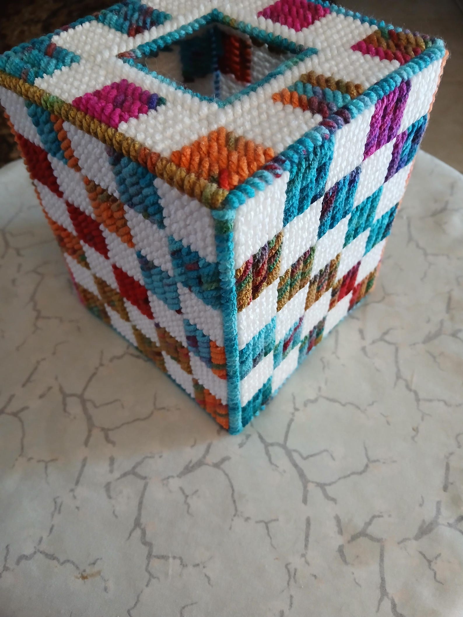 Tissue Box Cover, Needlepoint on Plastic Canvas, Handmade - Etsy