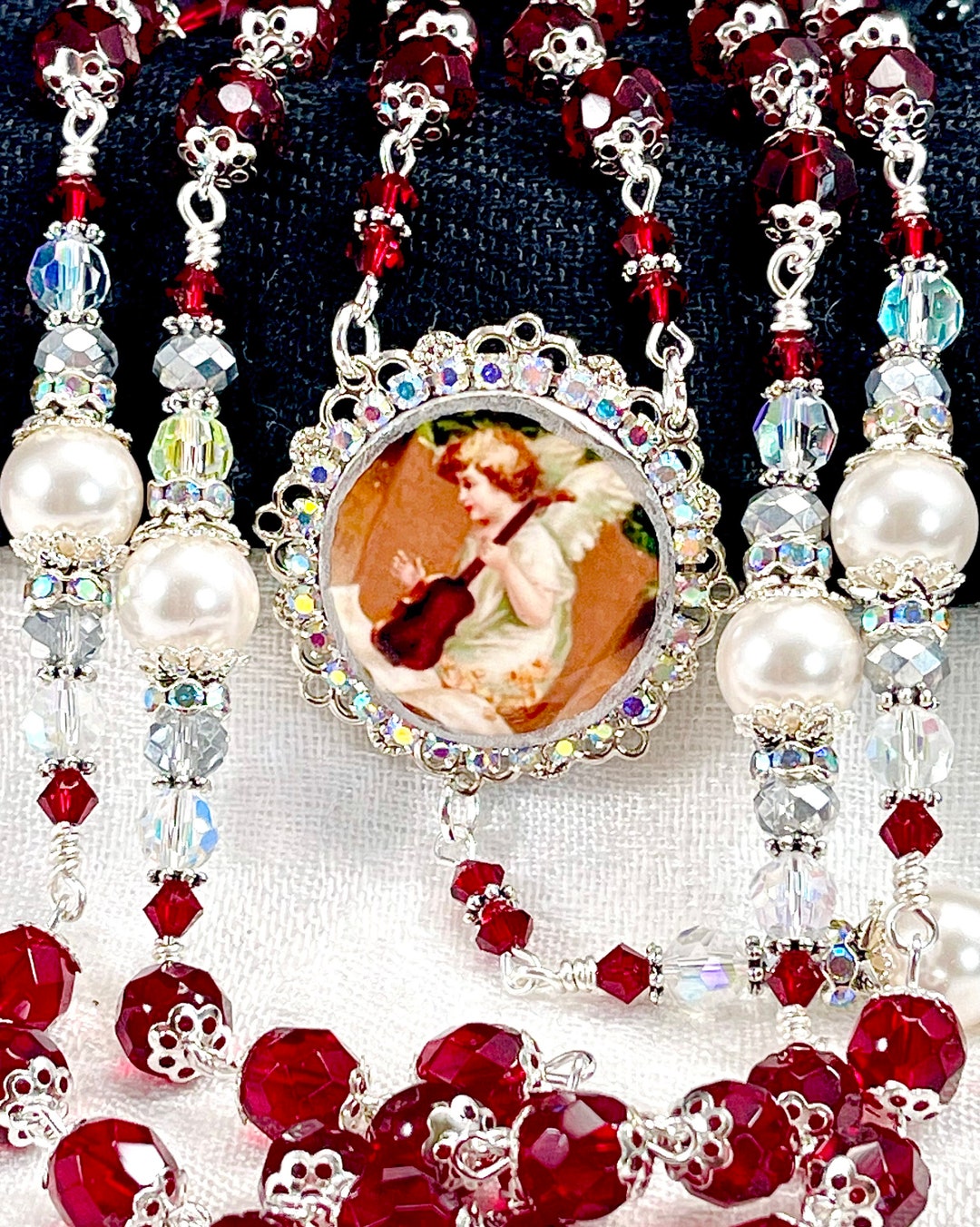RUBY CRYSTAL Rosary/heirloom Rosary/austrian Pearls and Preciosa ...