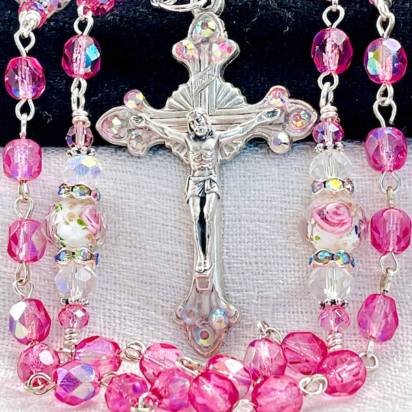Pink Rosary - Etsy