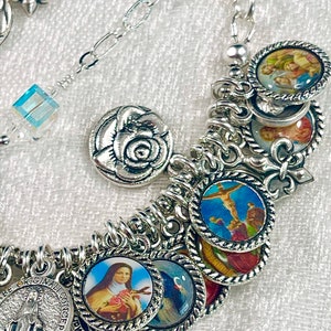 CATHOLIC SAINTS CHARM Bracelet/tiny Saints Medals/catholic Saints ...