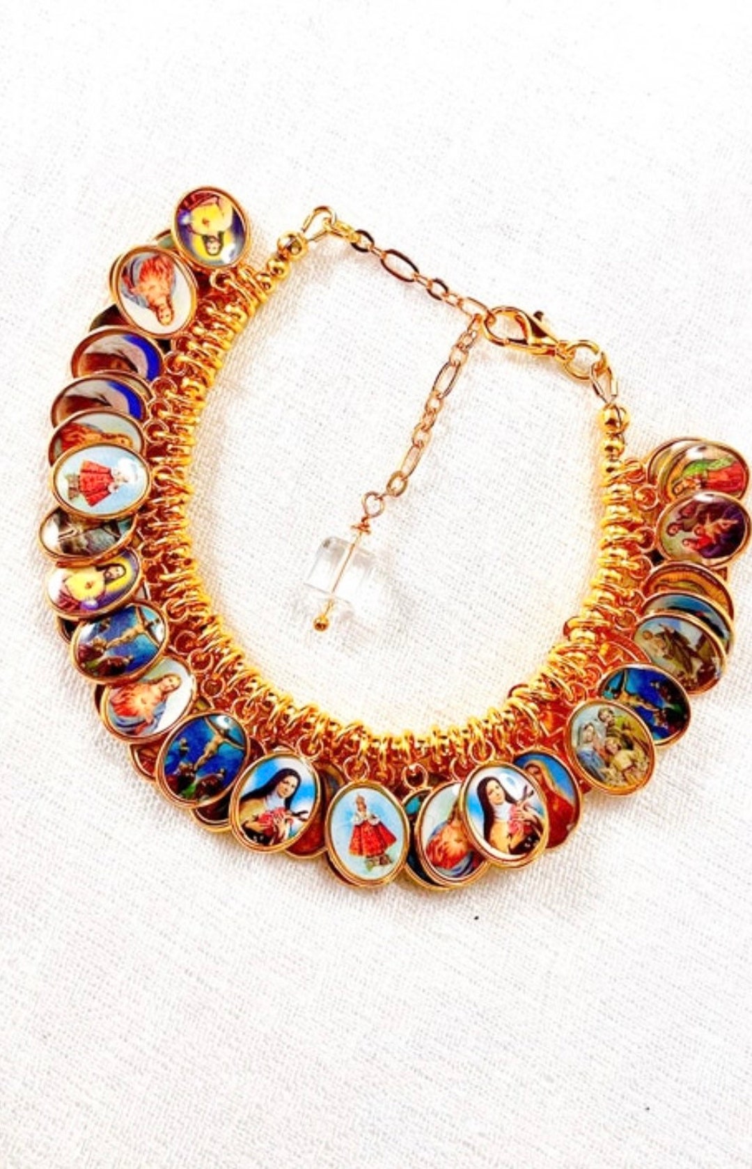 SAINTS MEDALS Bracelet Gold /tiny Saints Medals Charms /saint Charm ...