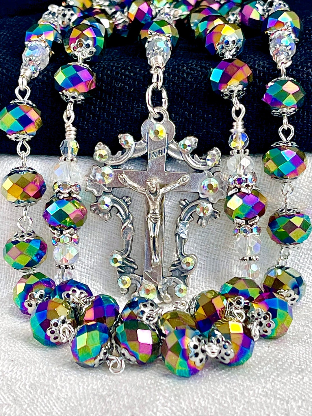 CRYSTAL RAINBOW Rosary /heirloom Rosary Iridescent Bridal Bouquet ...