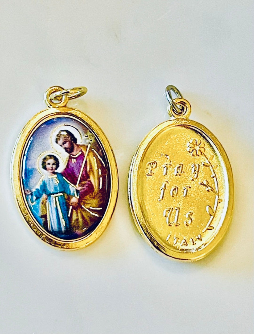 ST JOSEPH Color Medal in Gold /rosary Marker Zipper Pull Saint Joseph ...