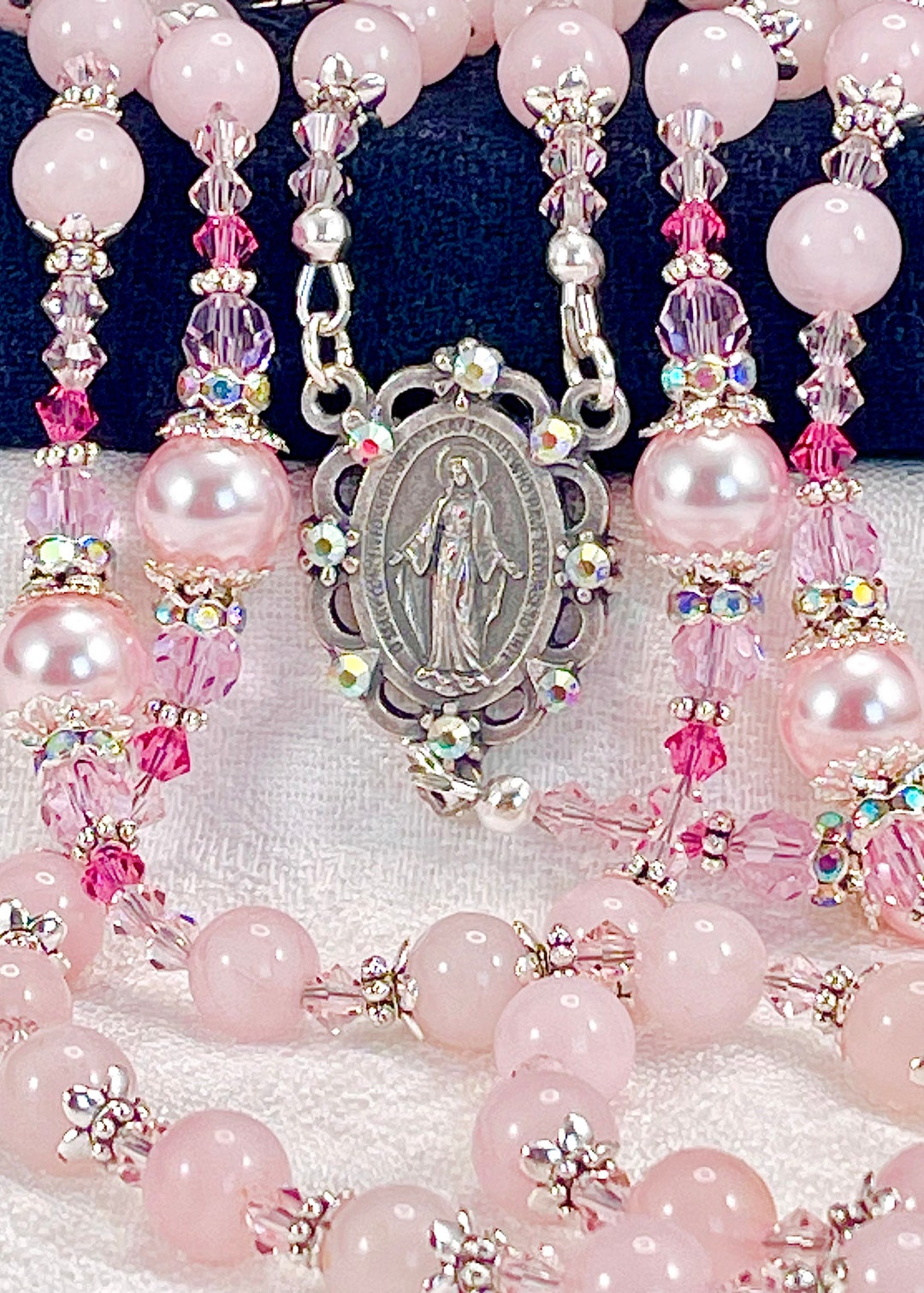CATHOLIC ROSE QUARTZ Rosary/heirloom Gemstone Rosary/bridal Bouquet ...