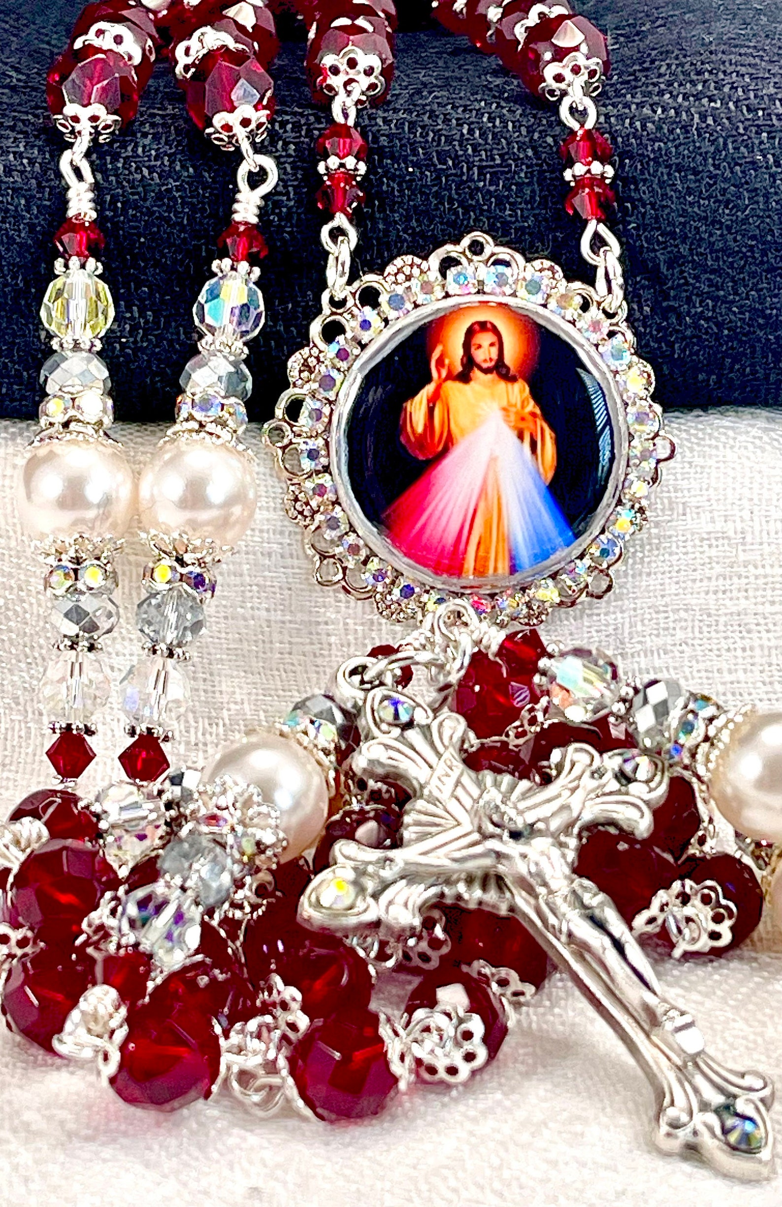 DIVINE MERCY Rosary/heirloom Rosary/austrian Pearls and - Etsy