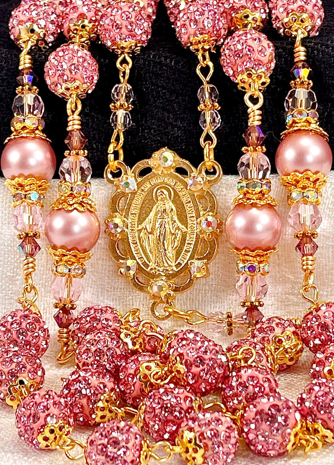 CATHOLIC ROSE RHINESTONE Rosary/heirloom Rosary Bridal Bouquet - Etsy