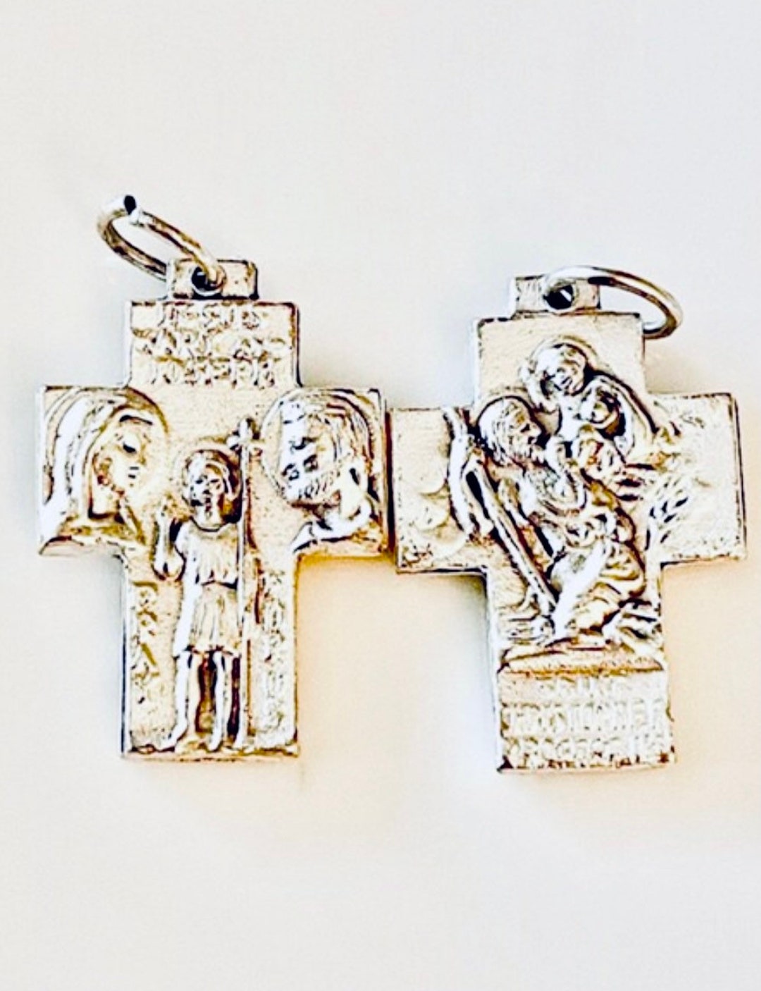 ST CHRISTOPHER Cross Medal + Holy Family Saint Medals Cross Charm ...