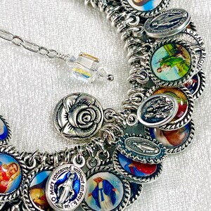 CATHOLIC SAINTS CHARM Bracelet/tiny Saints Medals/catholic Saints ...