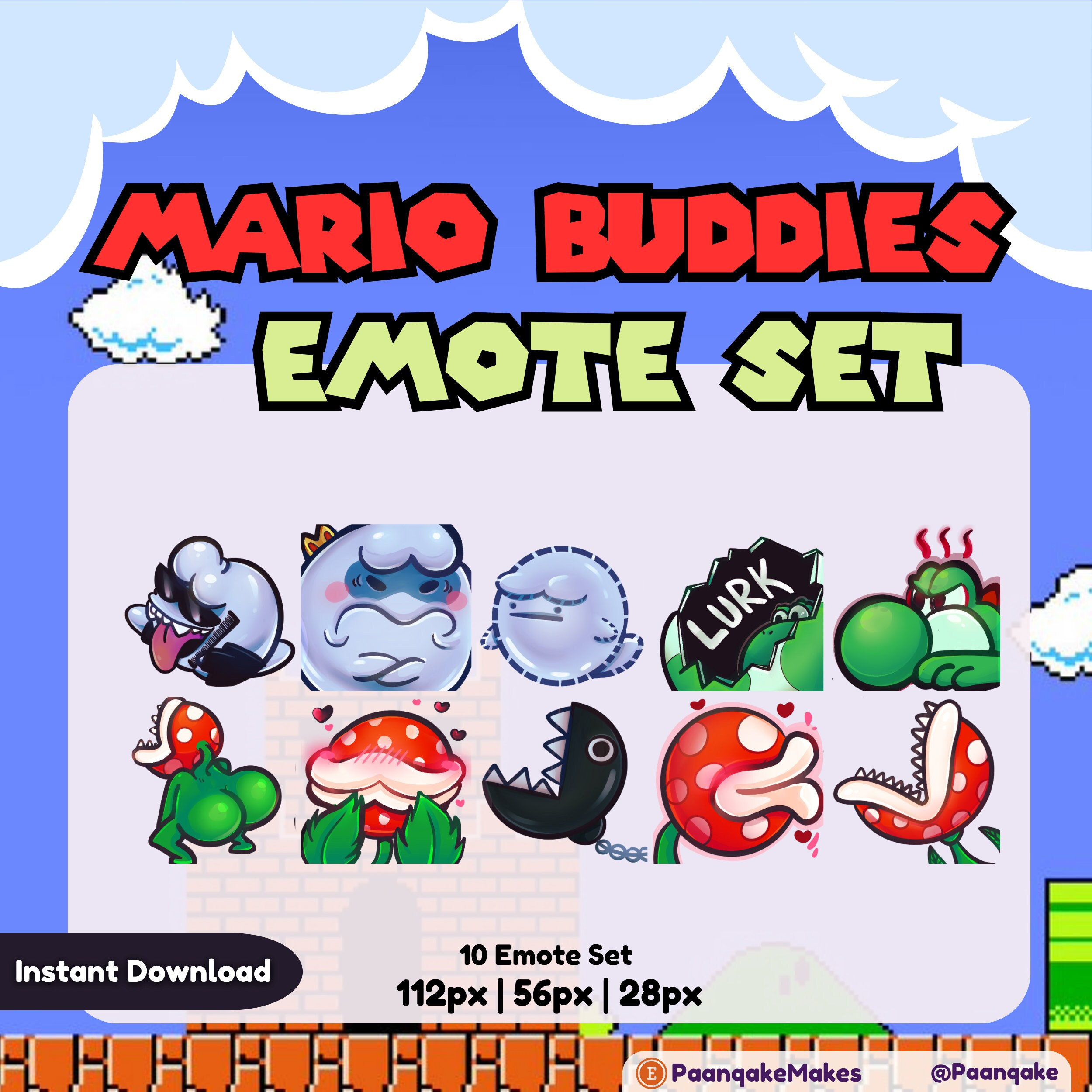 Mario Buddies 10 Emote Set for Instant Download | P2U Emotes for Twitch ...