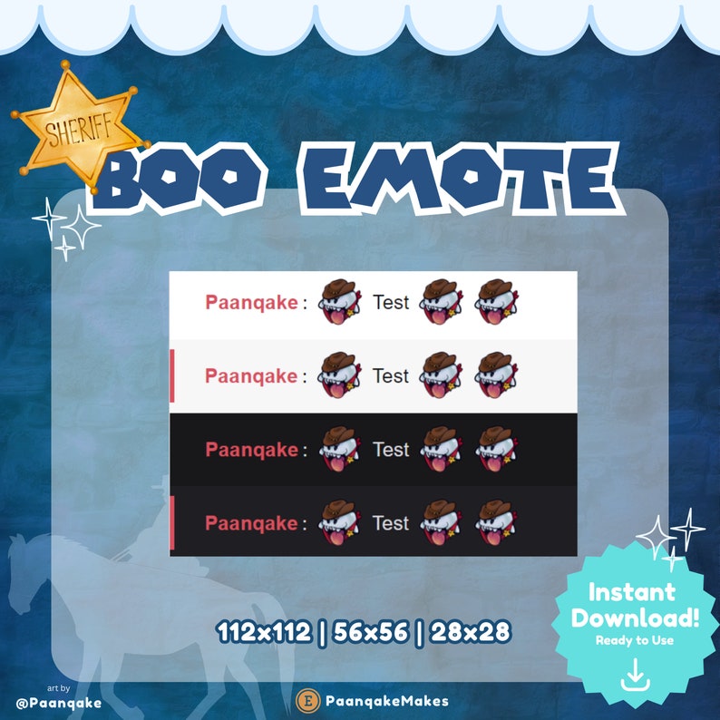 Sheriff Boo Emote Super Mario Bros Boo Ghost Emote for Streaming Twitch ...